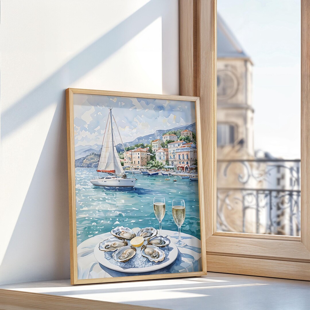 Oyster Plate & Sailboat Painting: Hysteric Glamour Coastal Art Poster ...