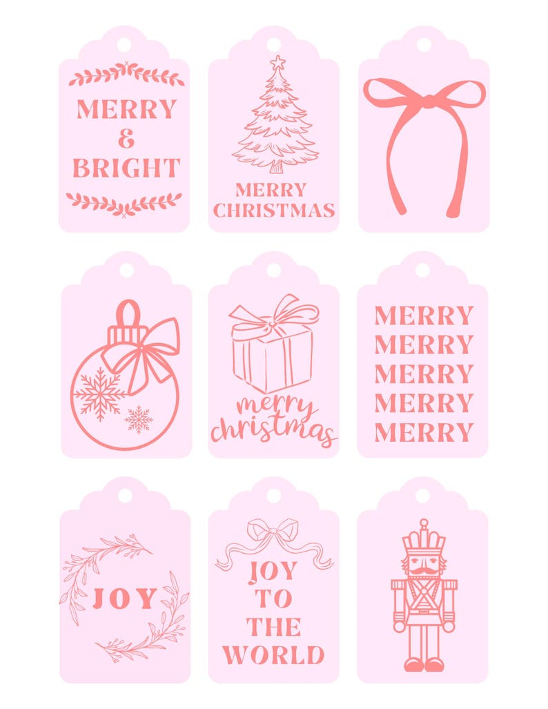 Pink and Red Christmas Tags - Etsy