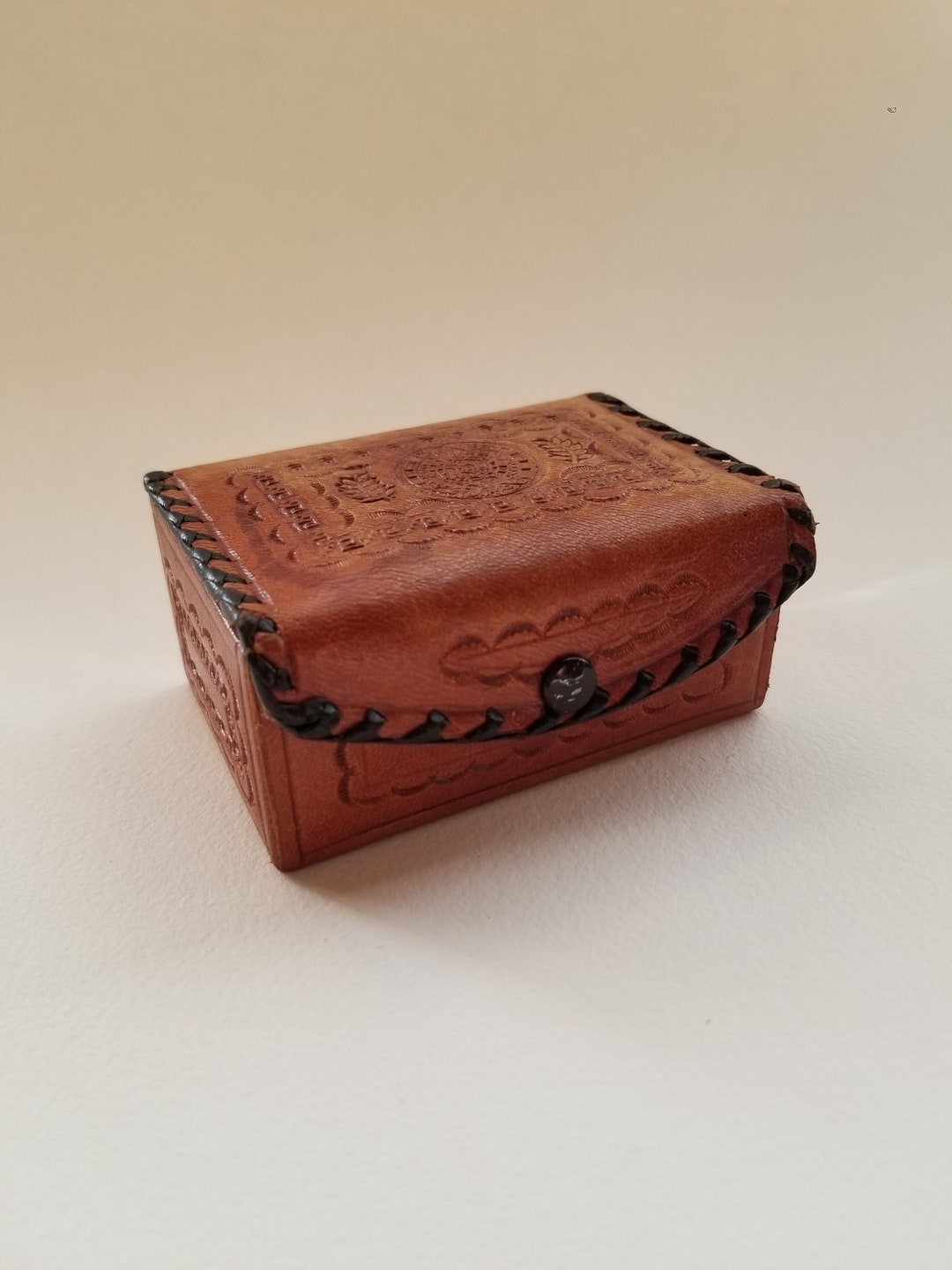 Vintage Mexican Leather Box, Small Leather Box Made by House of ...