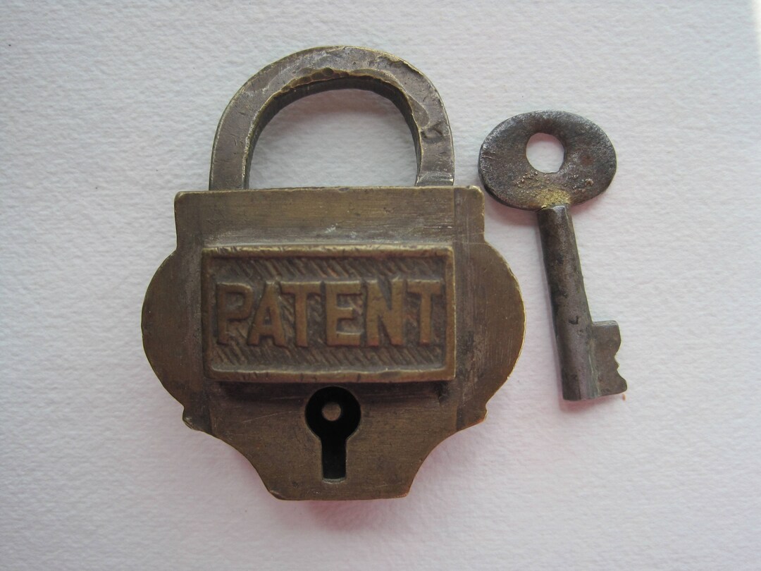 Vintage Padlock,padlock With Key, Brass PATENT Padlock, Funky Brass ...