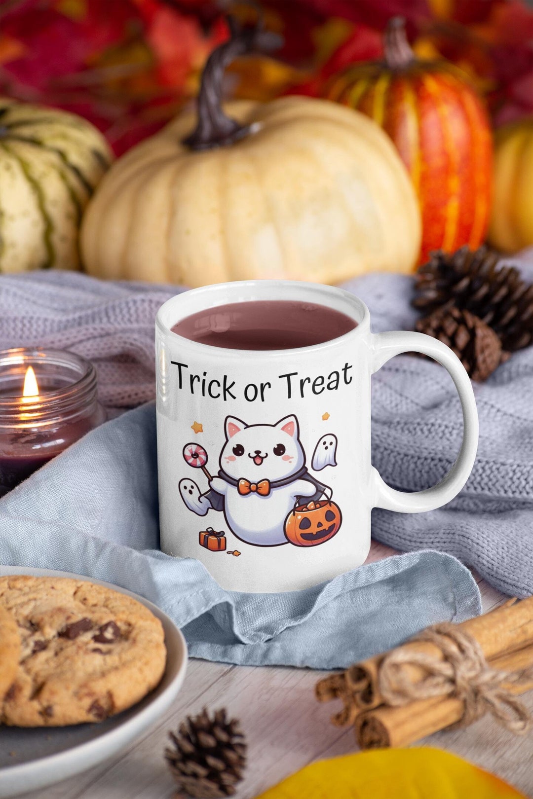 Spooky Ghost Halloween Cat Mug for Adults Coffee Cup for Kids Birthday ...