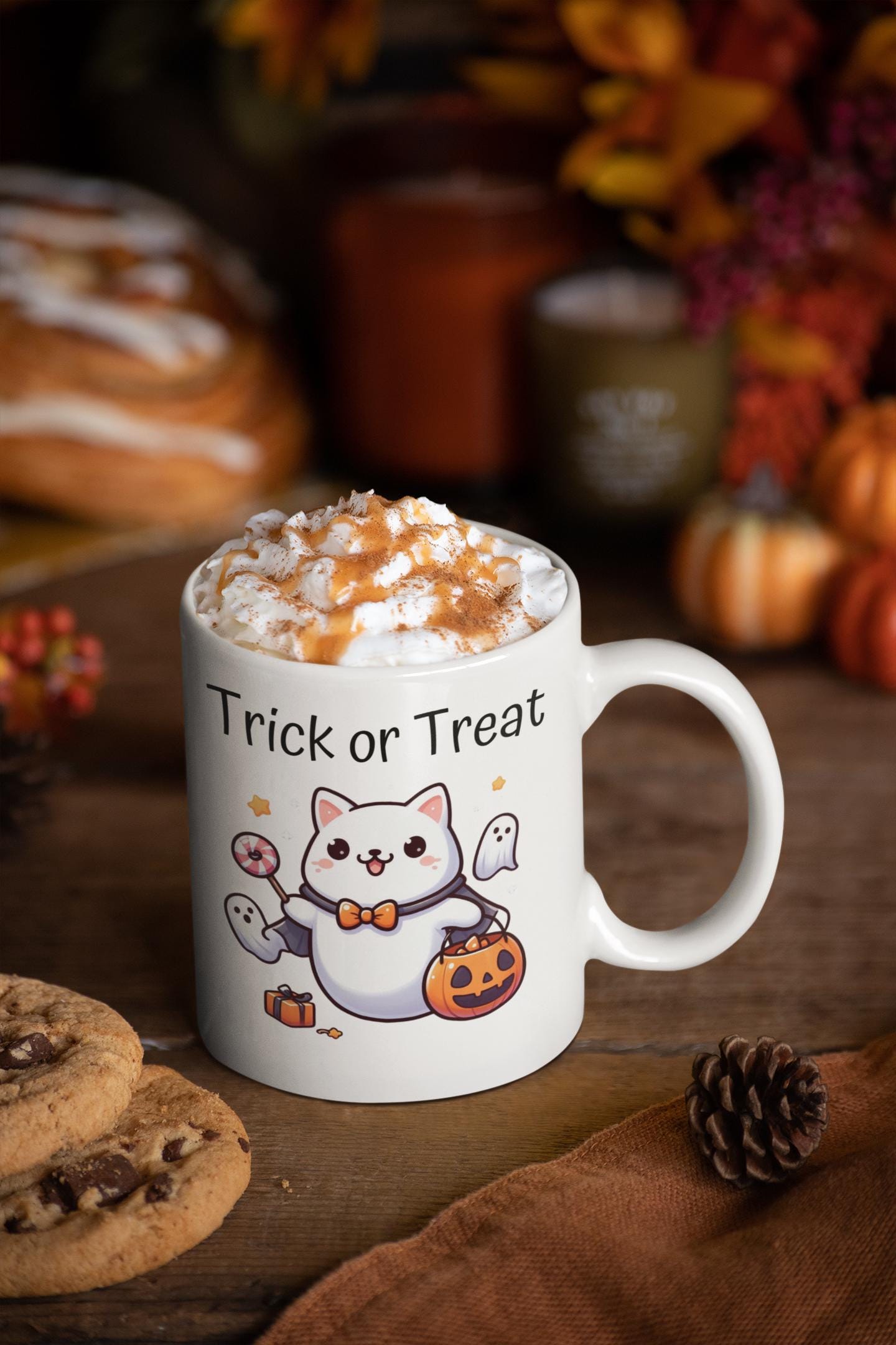 Spooky Ghost Halloween Cat Mug for Adults Coffee Cup for Kids Birthday ...