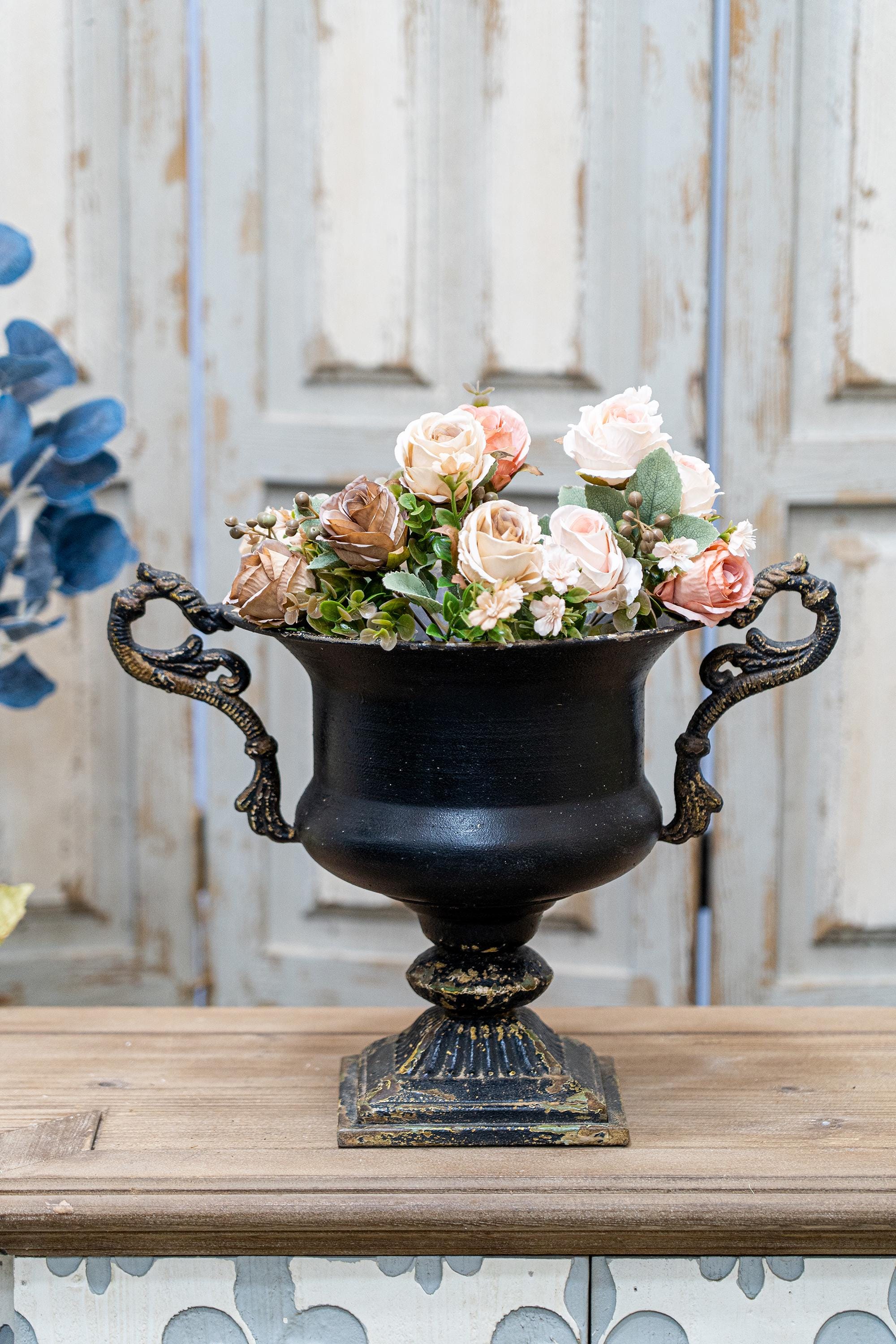 Vintage Vases Metal Urn Flower Pots Antique Black Trophy Urns French ...
