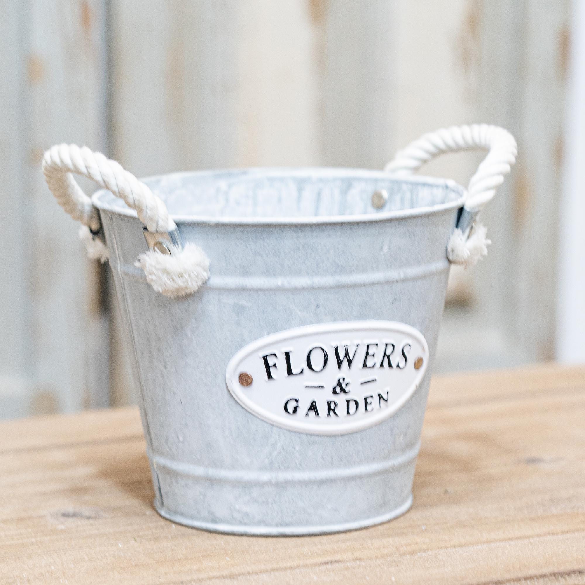 Vintage Rustic Metal Flower Bucket, Garden Decoration, Vintage Planter ...