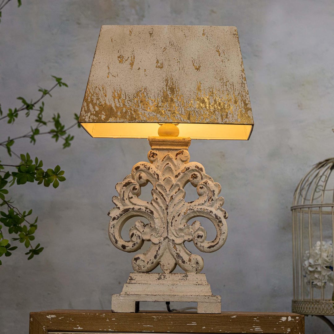 French Style Table Lamp With Rectangular Shade, Farmhouse Desk Lamp ...