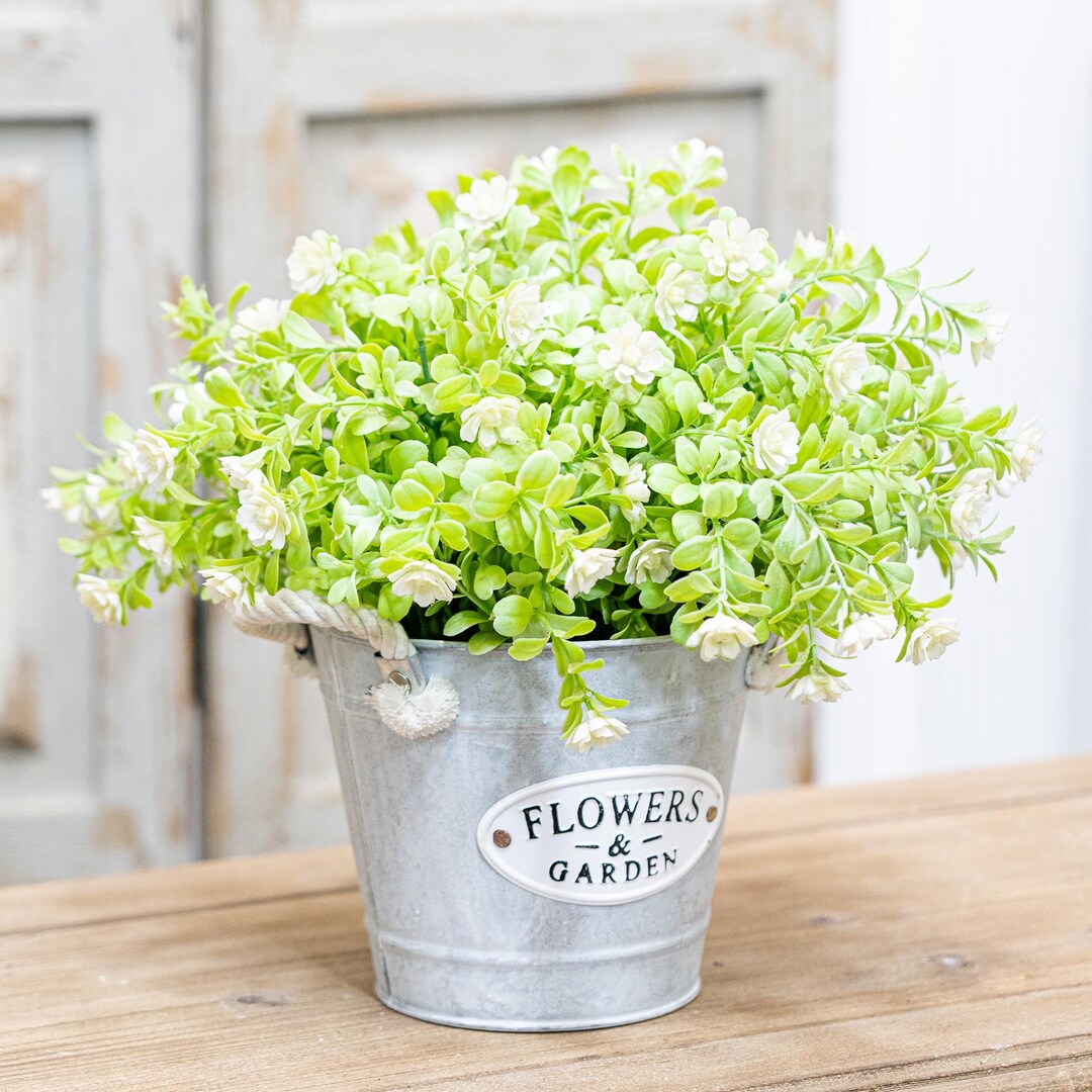 Vintage Rustic Metal Flower Bucket, Garden Decoration, Vintage Planter ...