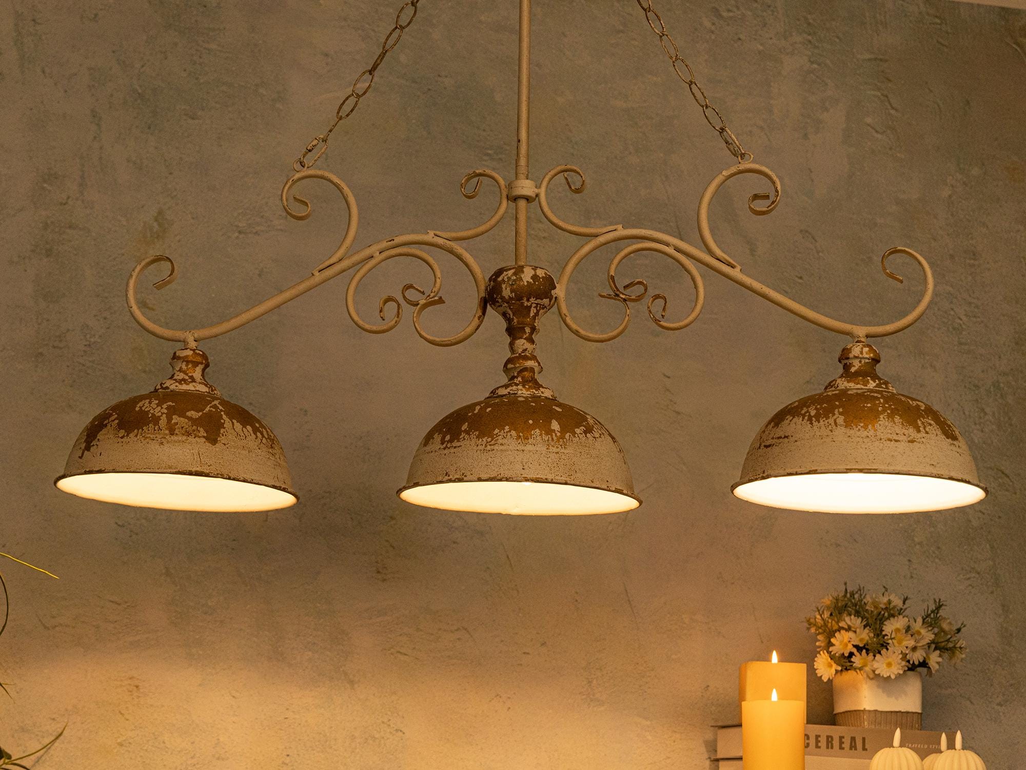Shabby Chic Chandelier Vintage Metal Ceiling Light Handmade Hanging ...