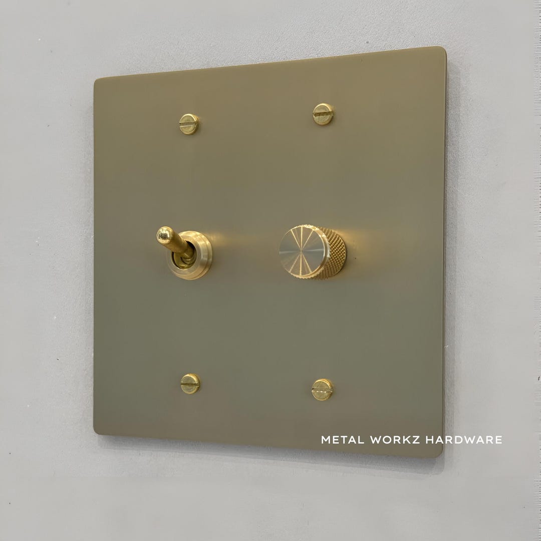 Brass Vintage Toggle Light Switch + Rotary Dimmer Switch (2-gang) Brass ...