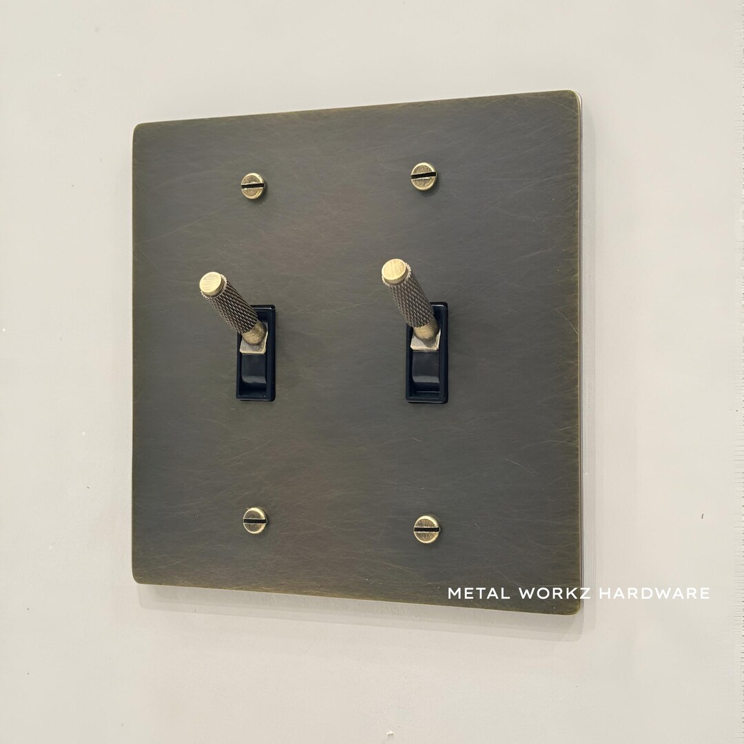 Brass Modern Toggle Light Switch (2-gang) Antique Bronze - Etsy