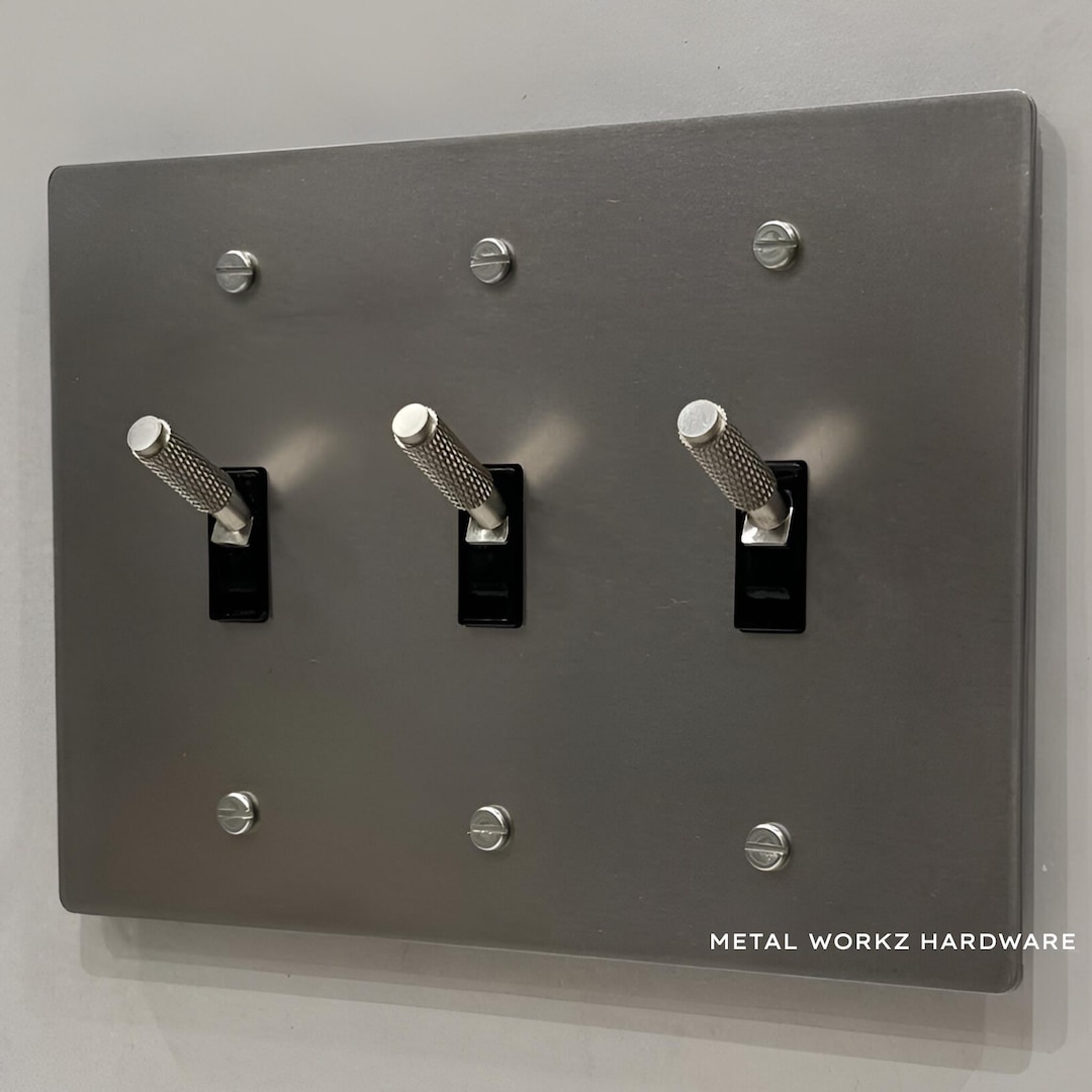 Brass Modern Toggle Light Switch (3-gang) Satin Nickel - Etsy