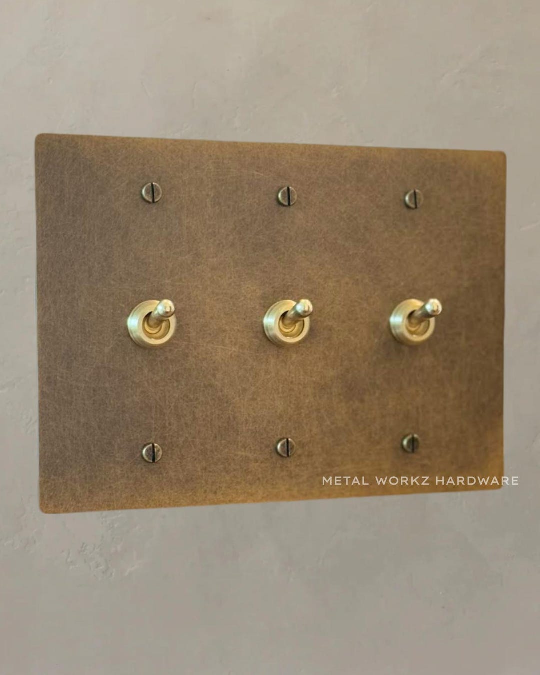 Brass Vintage Toggle Light Switch (3-gang) Aged Patina Brass - Etsy