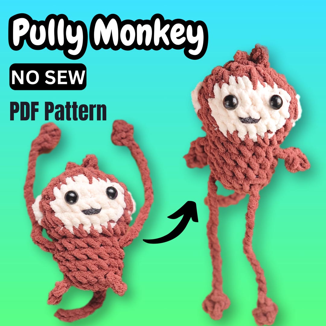 No Sew Pully Plush Leggy Monkey Crochet Pattern Amigurumi Monkey ...