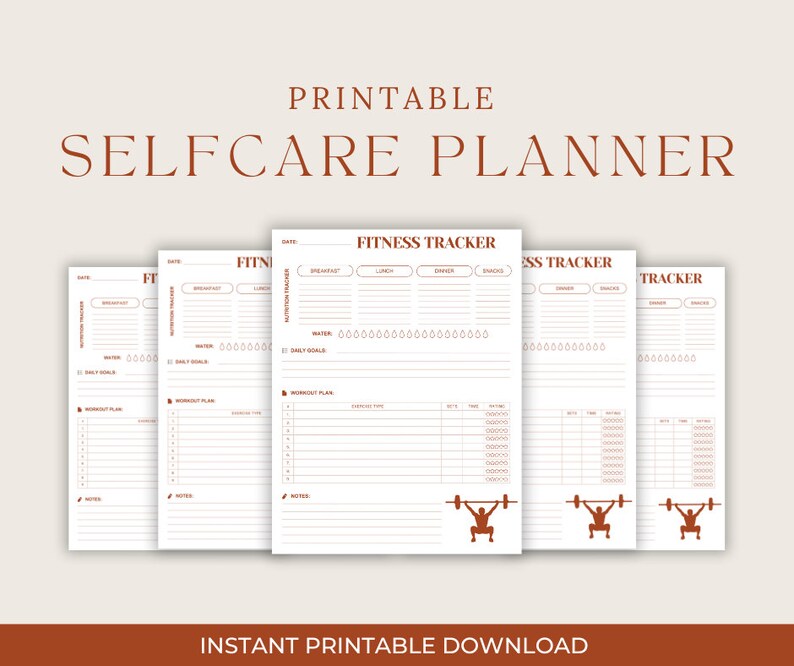 Digital Daily Fitness Tracker Planner, A4 Downloadable PDF for ...