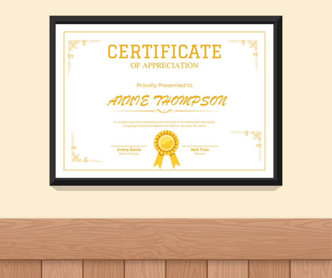 Luxury Elegant Appreciation Certificate, Stylish Downloadable PDF ...