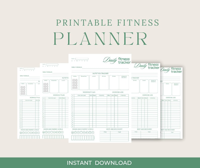 Simple Daily Fitness Tracker Planner, A4 PDF for Effective Workout ...