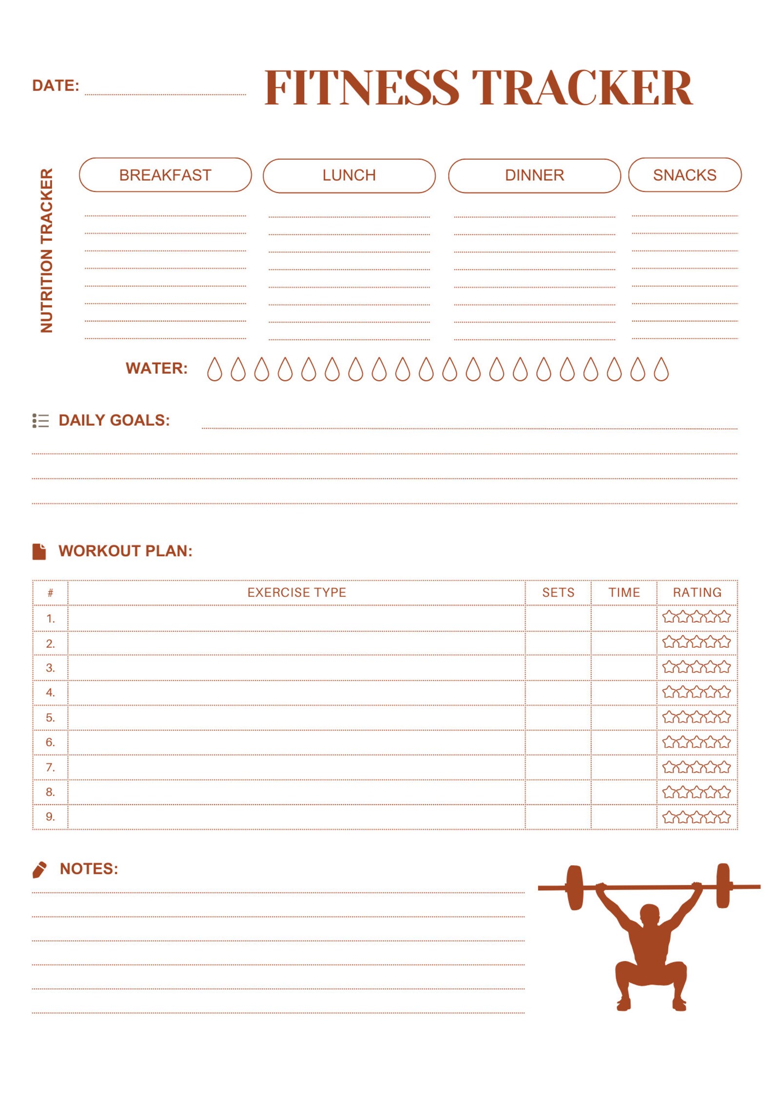 Digital Daily Fitness Tracker Planner, A4 Downloadable PDF for ...