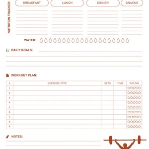 Digital Daily Fitness Tracker Planner, A4 Downloadable PDF for ...