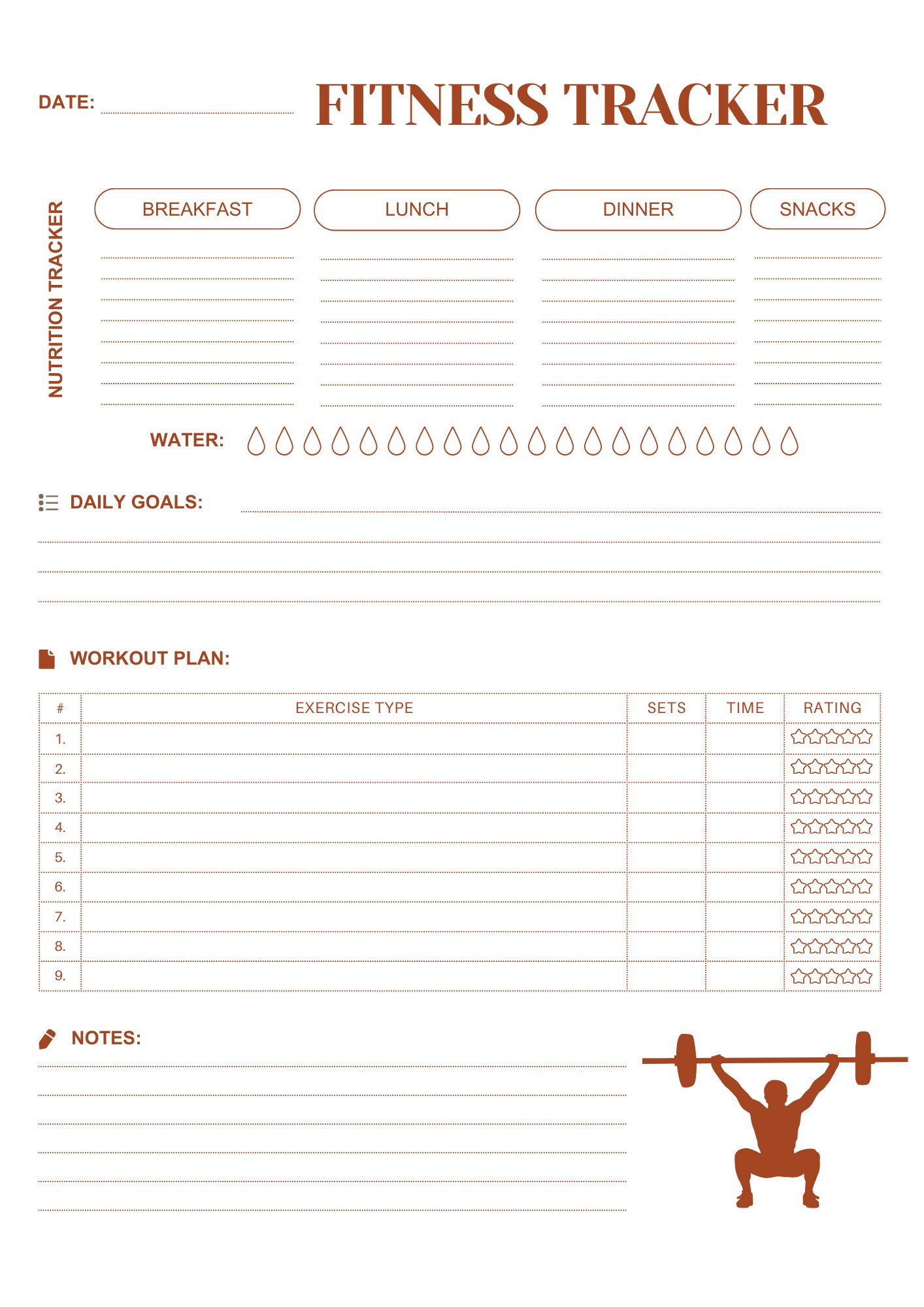 Digital Daily Fitness Tracker Planner, A4 Downloadable PDF for ...