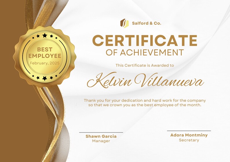 Digital Modern Certificate of Achievement, Printable PDF for ...