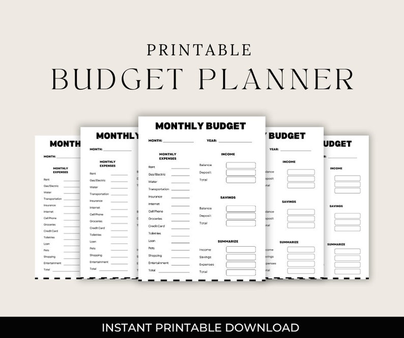 Printable Monthly Budget Planner, A4 Downloadable PDF for Financial ...