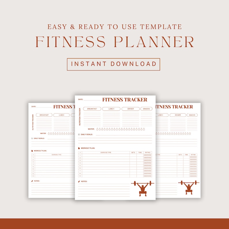 Digital Daily Fitness Tracker Planner, A4 Downloadable PDF for ...
