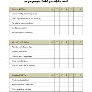 Custom Self-care Checklist Wellness Planner, A4 Downloadable PDF for ...