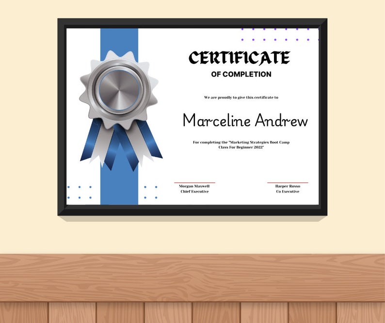Custom Minimalist Certificate of Completion, Elegant Downloadable PDF ...