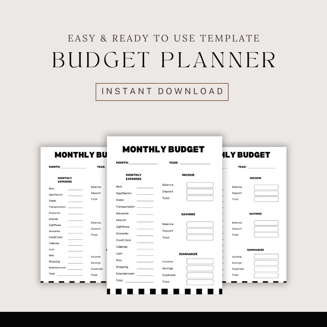 Printable Monthly Budget Planner, A4 Downloadable PDF for Financial ...