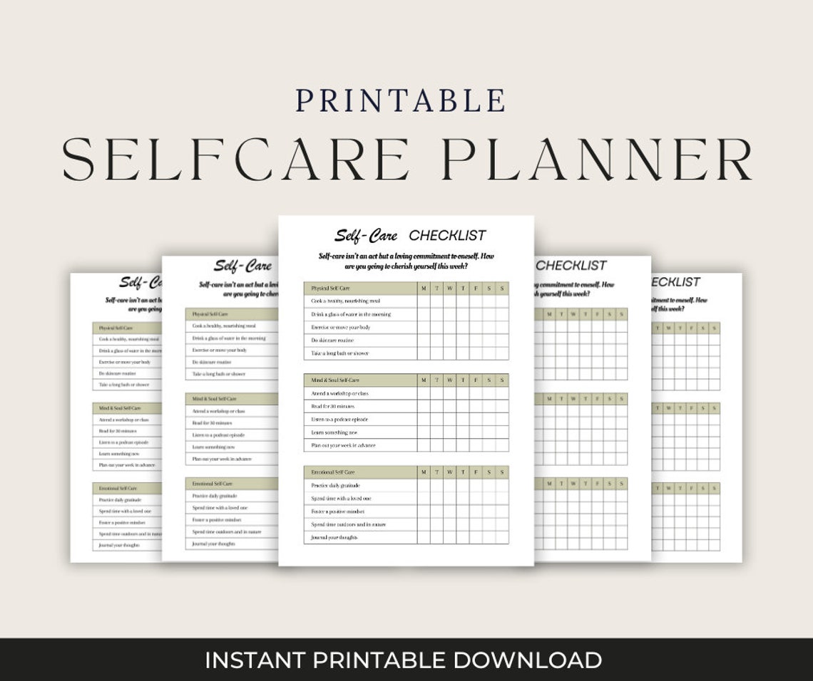 Custom Self-care Checklist Wellness Planner, A4 Downloadable PDF for ...