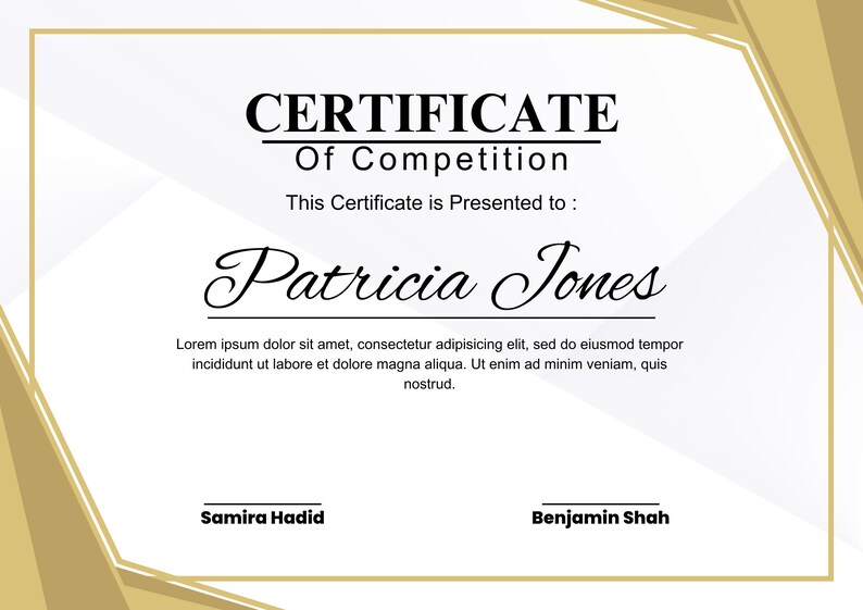 Modern Elegant Certificate of Competition, Stylish PDF Award (digital ...