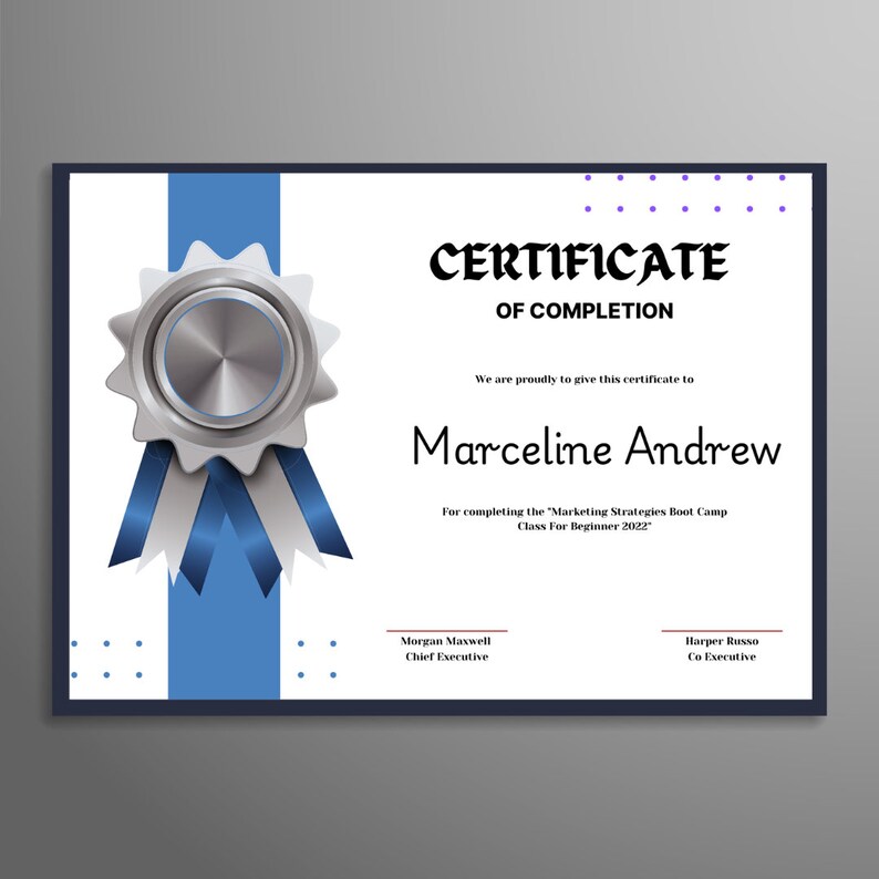 Custom Minimalist Certificate of Completion, Elegant Downloadable PDF ...