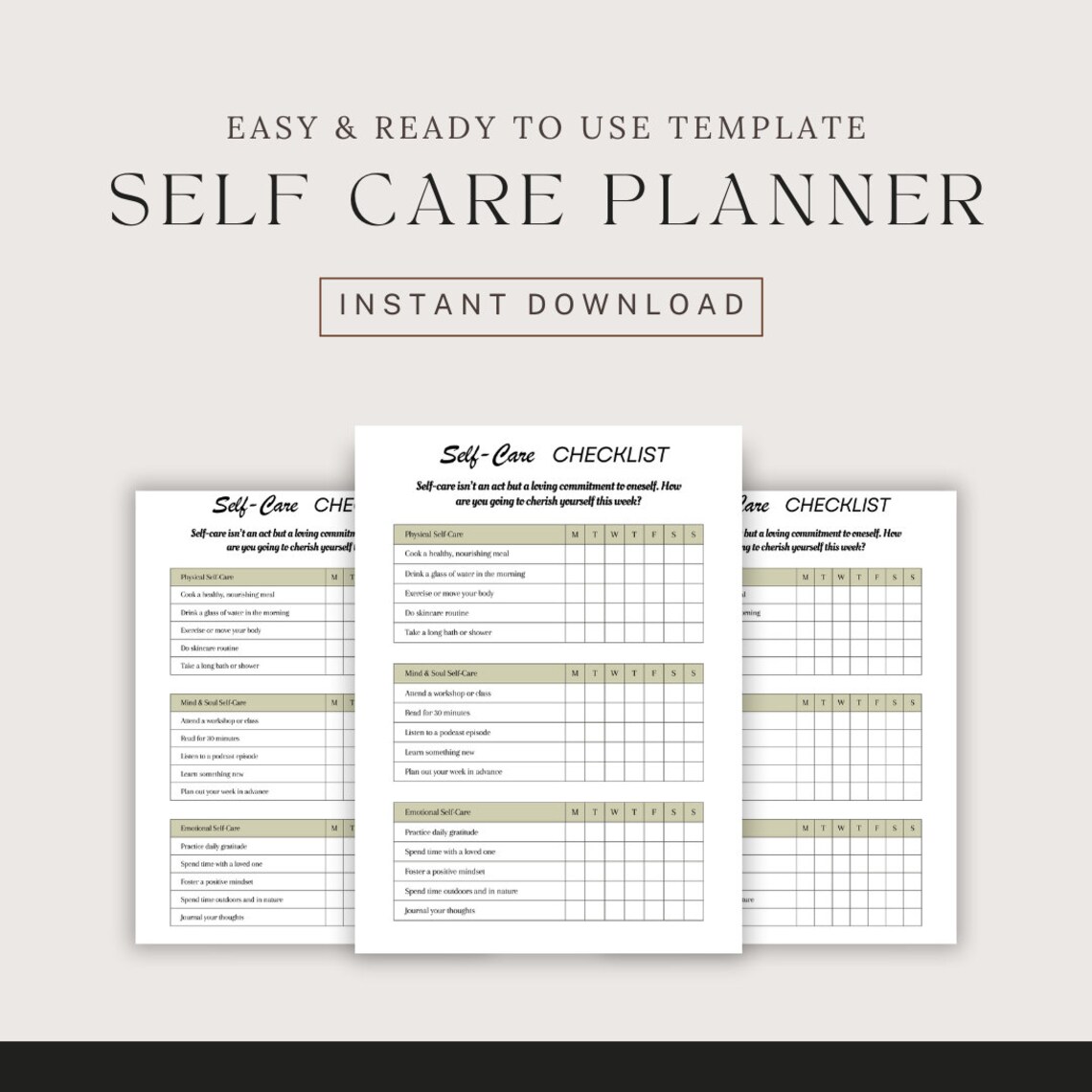 Custom Self-care Checklist Wellness Planner, A4 Downloadable PDF for ...