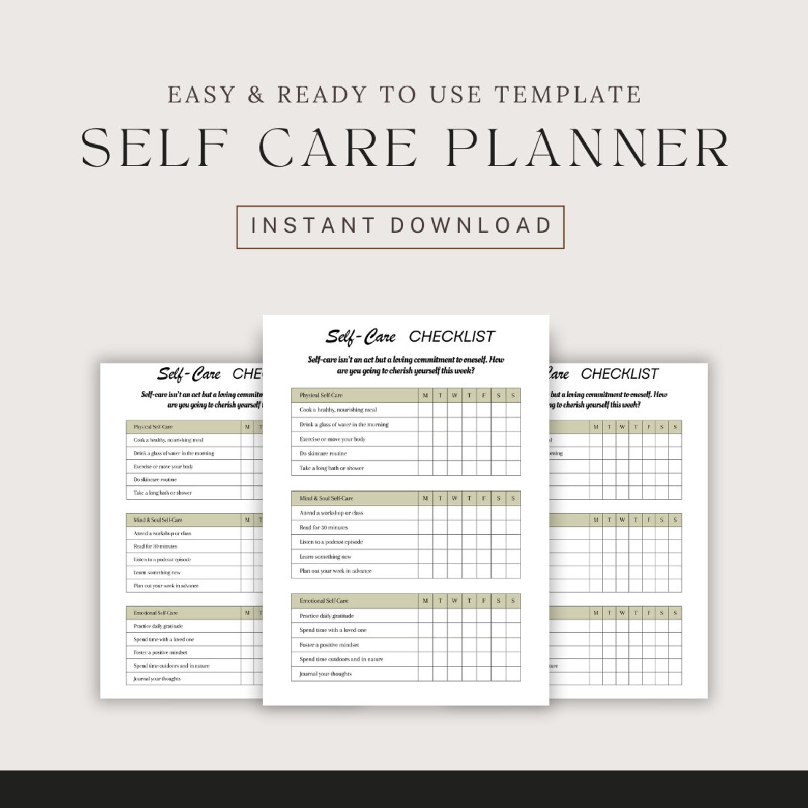 Custom Self-care Checklist Wellness Planner, A4 Downloadable PDF for ...