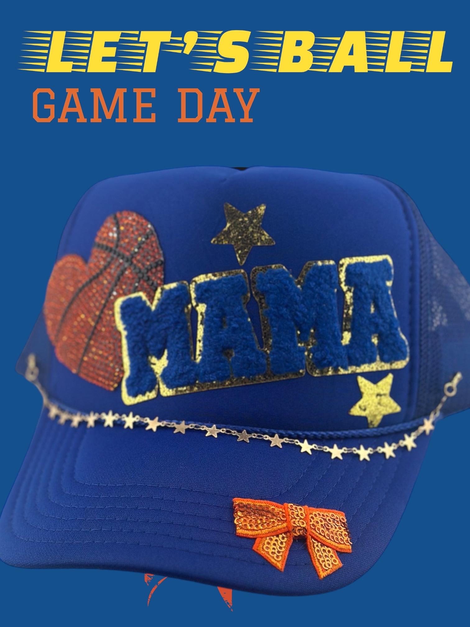 Blue Basketball Mama Trucker Hat W/ Hat Chain Sports Mom Basketball ...