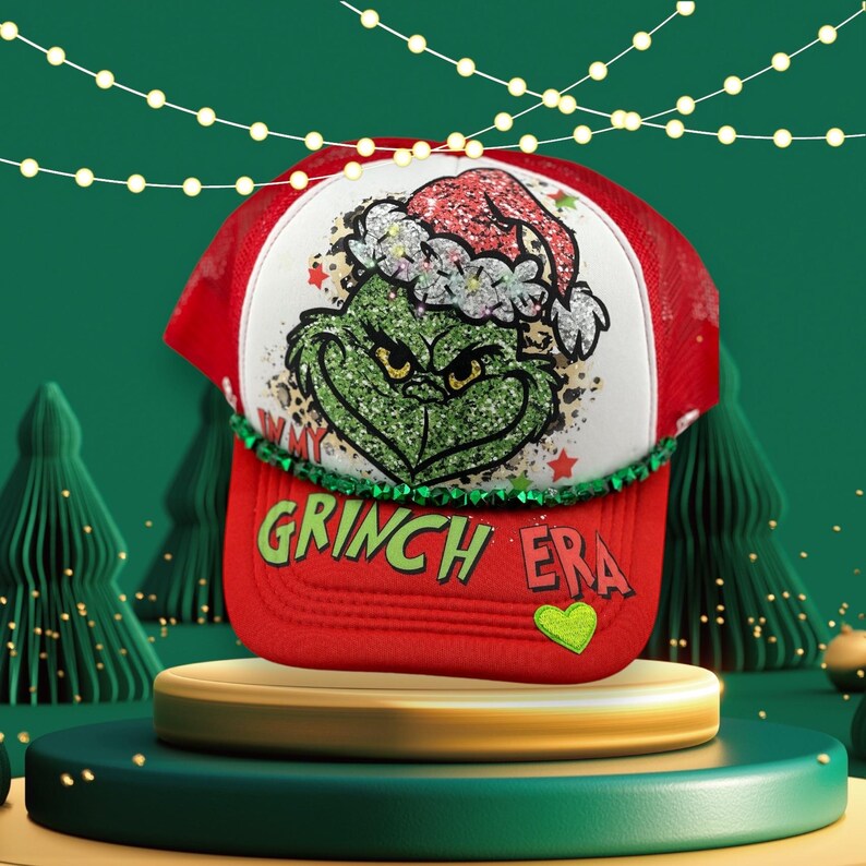 Im in My Grinch Era Christmas Trucker Hat W/ Hat Chain Gifts Great for ...