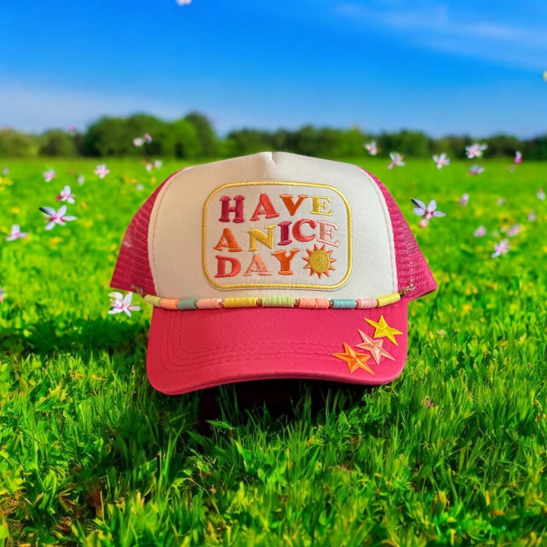 Have A Nice Day Trucker Hat W/ Hat Chain / Girls Hats / Summertime ...