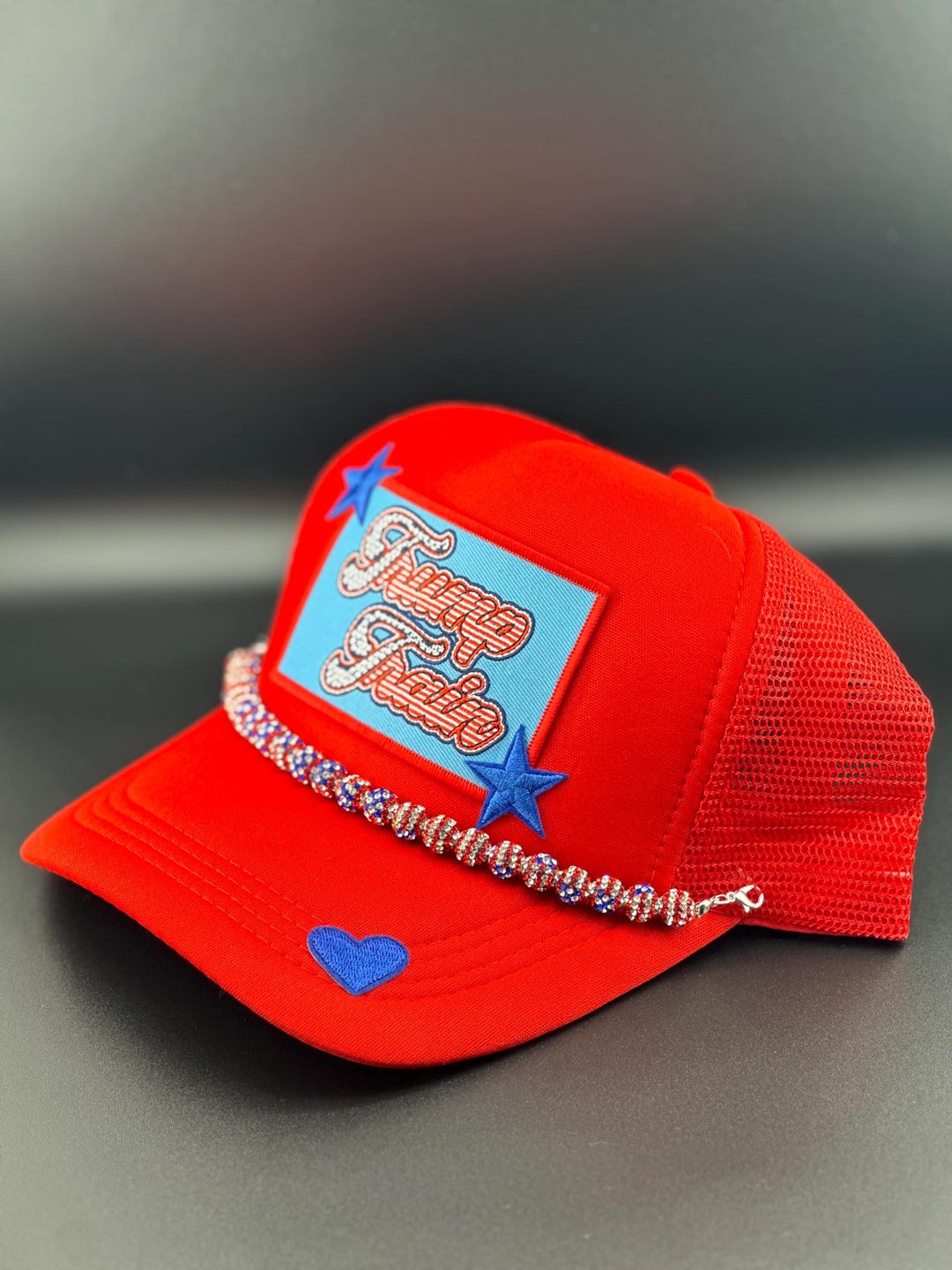 Trump Train Trucker Hat W/ Bling Hat Chain MAGA // Amazing Trump Hat ...