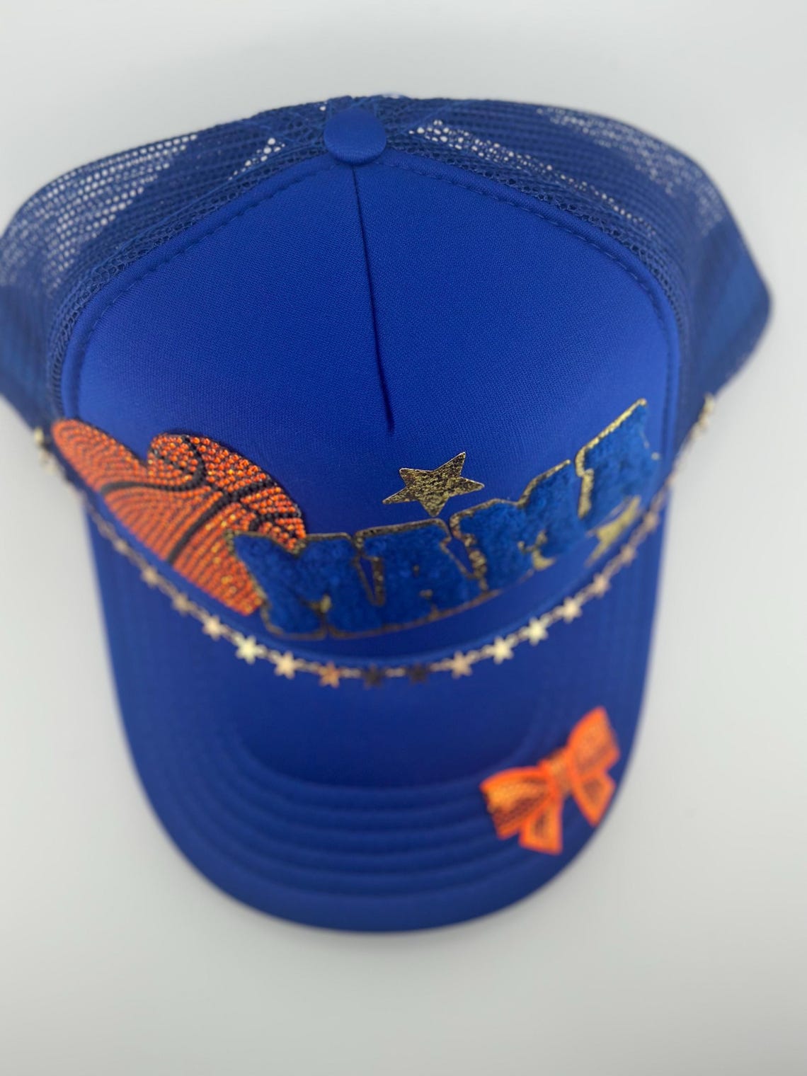 Blue Basketball Mama Trucker Hat W/ Hat Chain Sports Mom Basketball ...