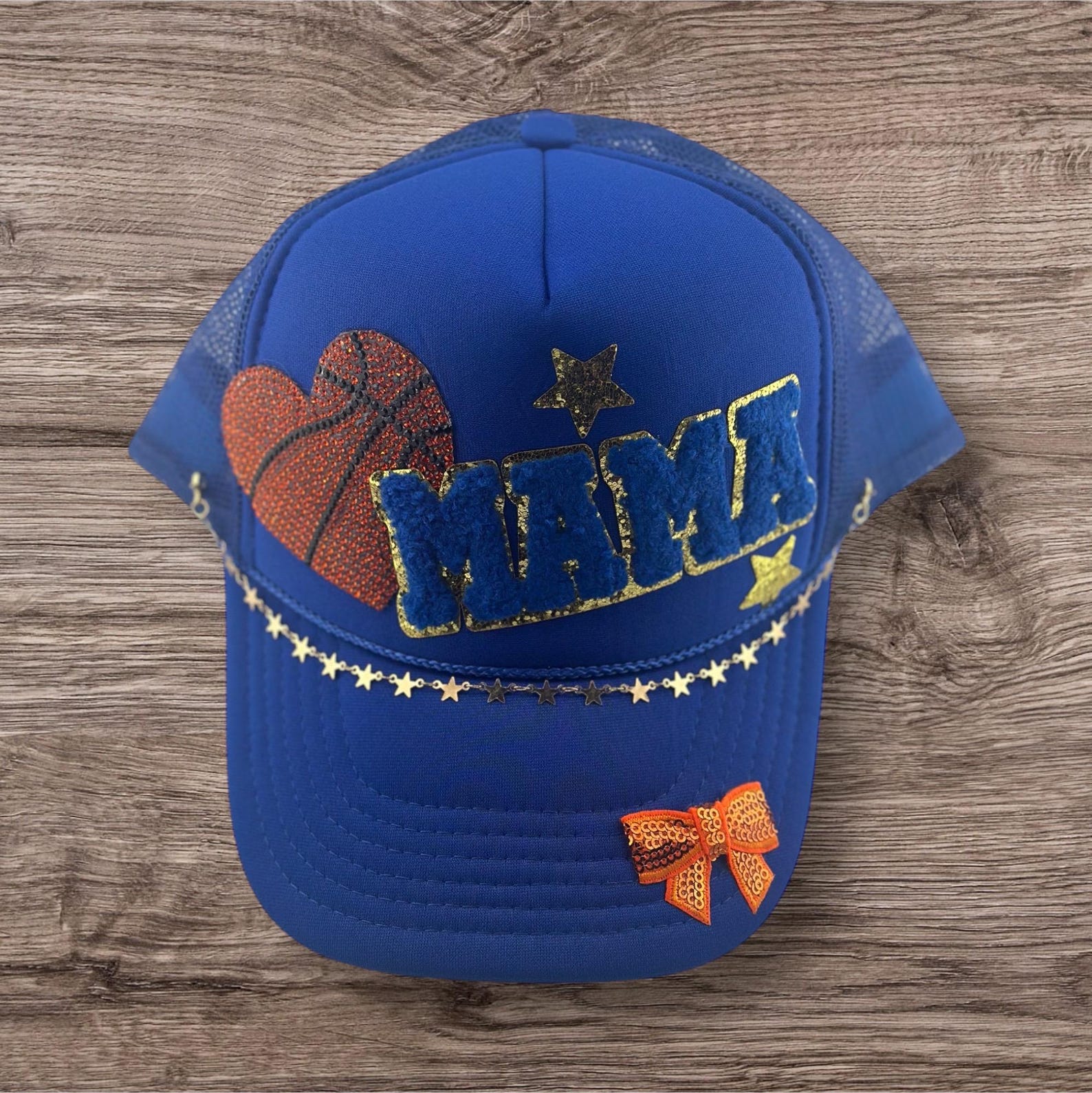 Blue Basketball Mama Trucker Hat W/ Hat Chain Sports Mom Basketball ...