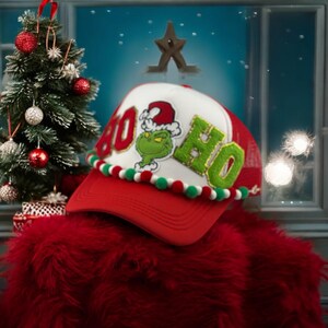 Grinch Christmas Holiday Trucker Hat W/ Hat Chain Great for All ...