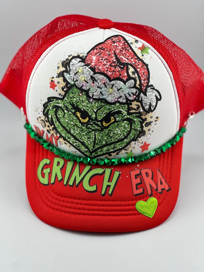 Im in My Grinch Era Christmas Trucker Hat W/ Hat Chain Gifts Great for ...