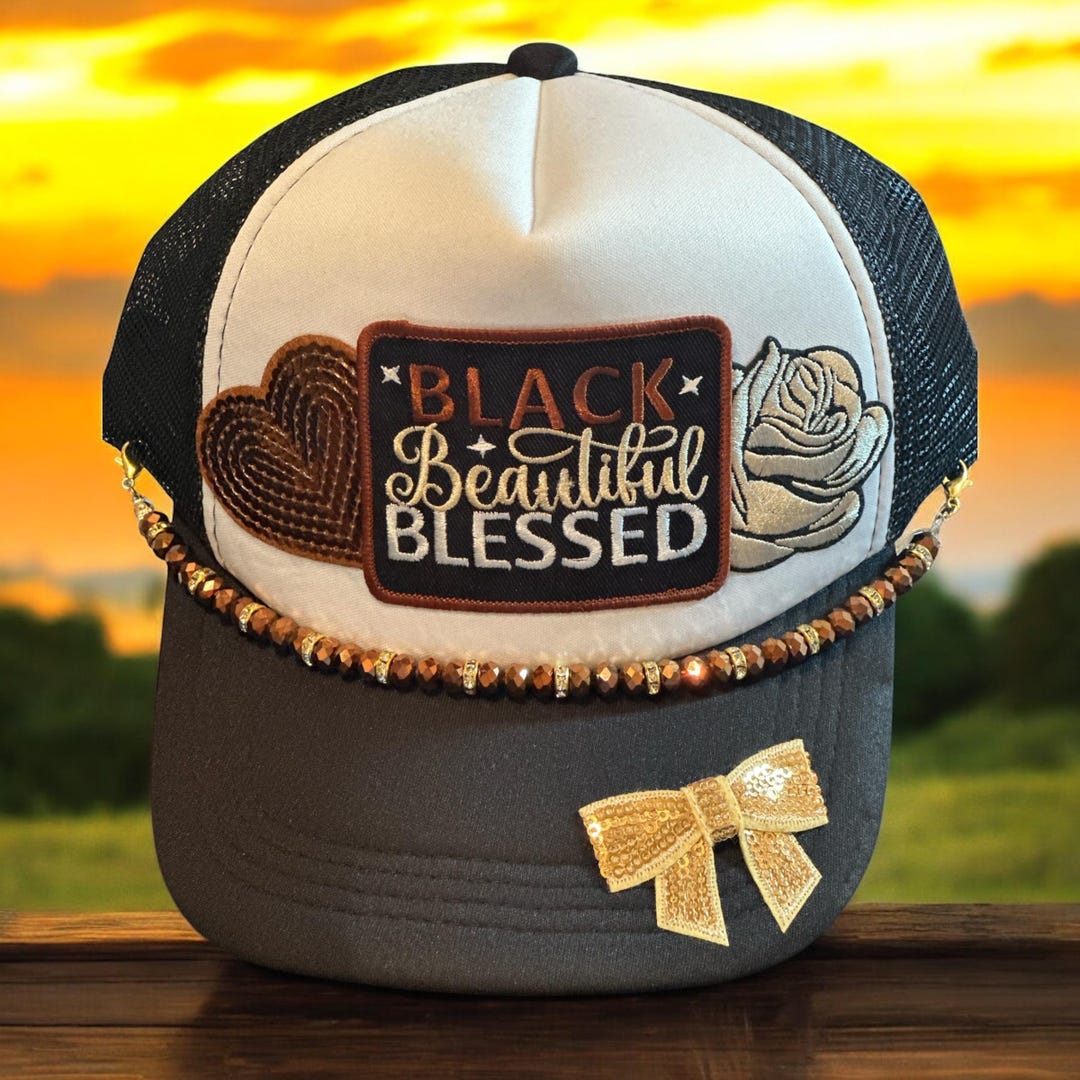 Black Beautiful Blessed Trucker Hat W/ Hat Chain Gifts for Women ...