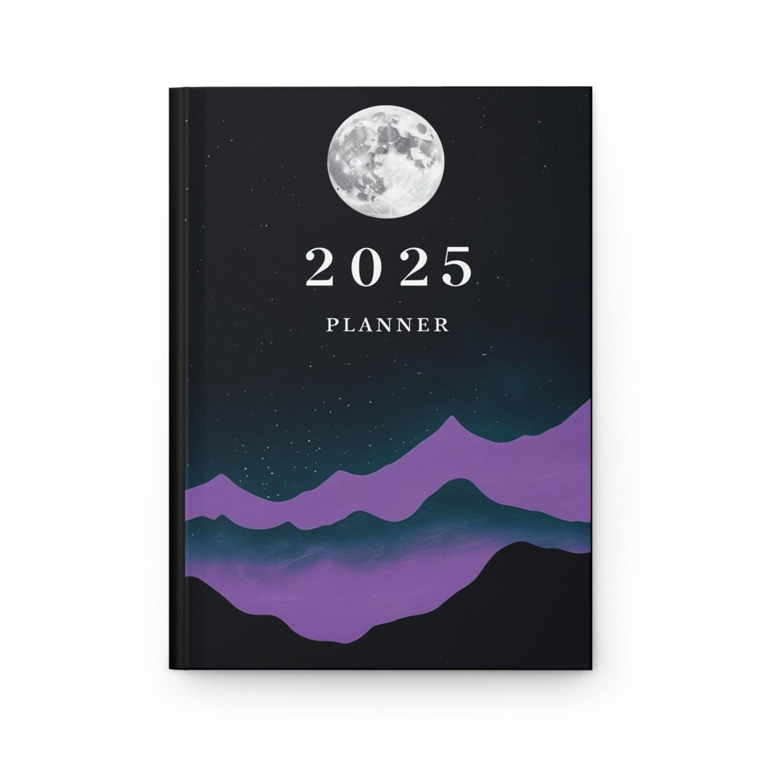 Moonlit Mountains 2025 Planner Journal, Hardback Notebook for Goal ...