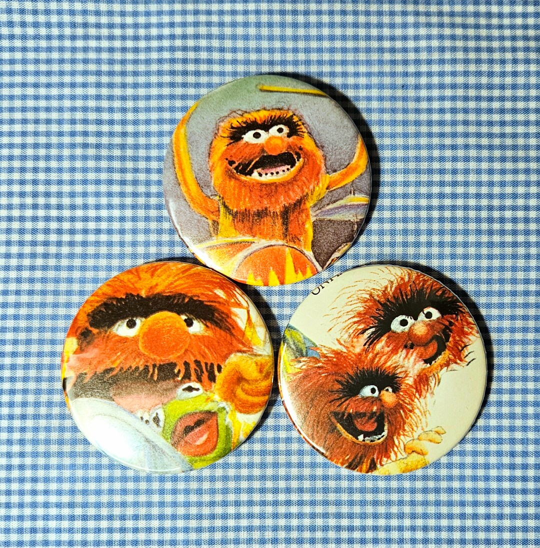 The Muppets Set of 3 Pinback Buttons, Animal, 2.25" (58 Mm) Pins, Jim ...