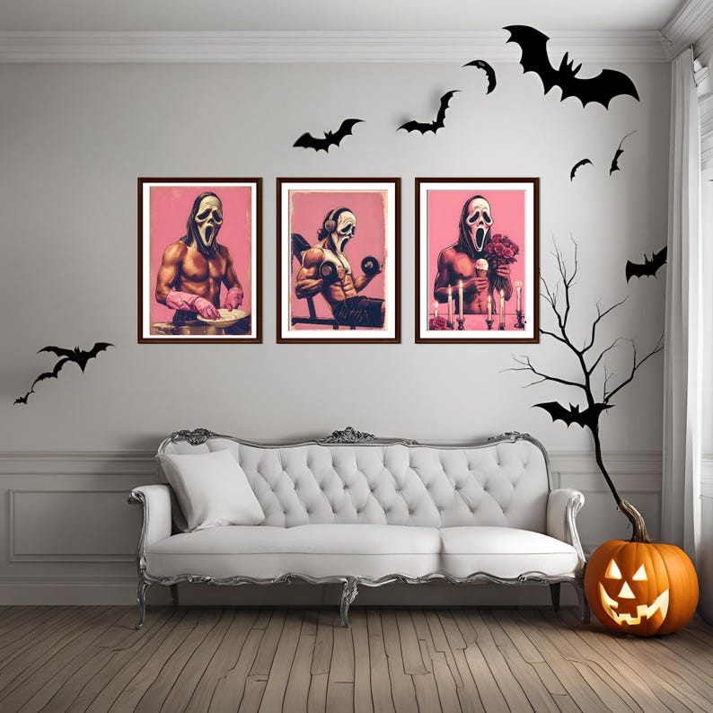 Ghostface Thirst Trap Poster Set, Sexy Halloween Horror Art (digital ...