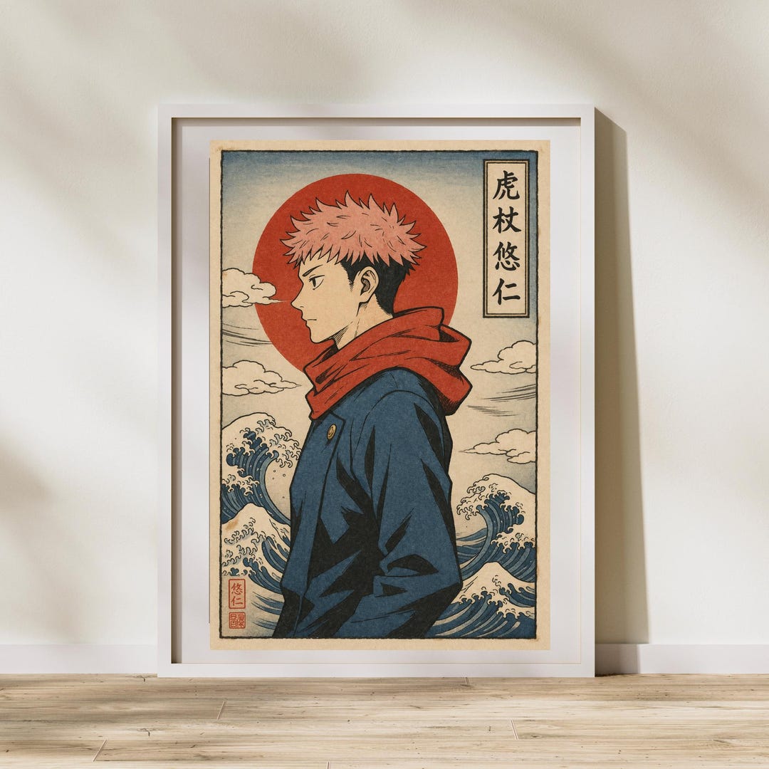 Yuji Itadori Ukiyo-e, Jujutsu Kaisen Anime Art Print, Japanese Wave ...