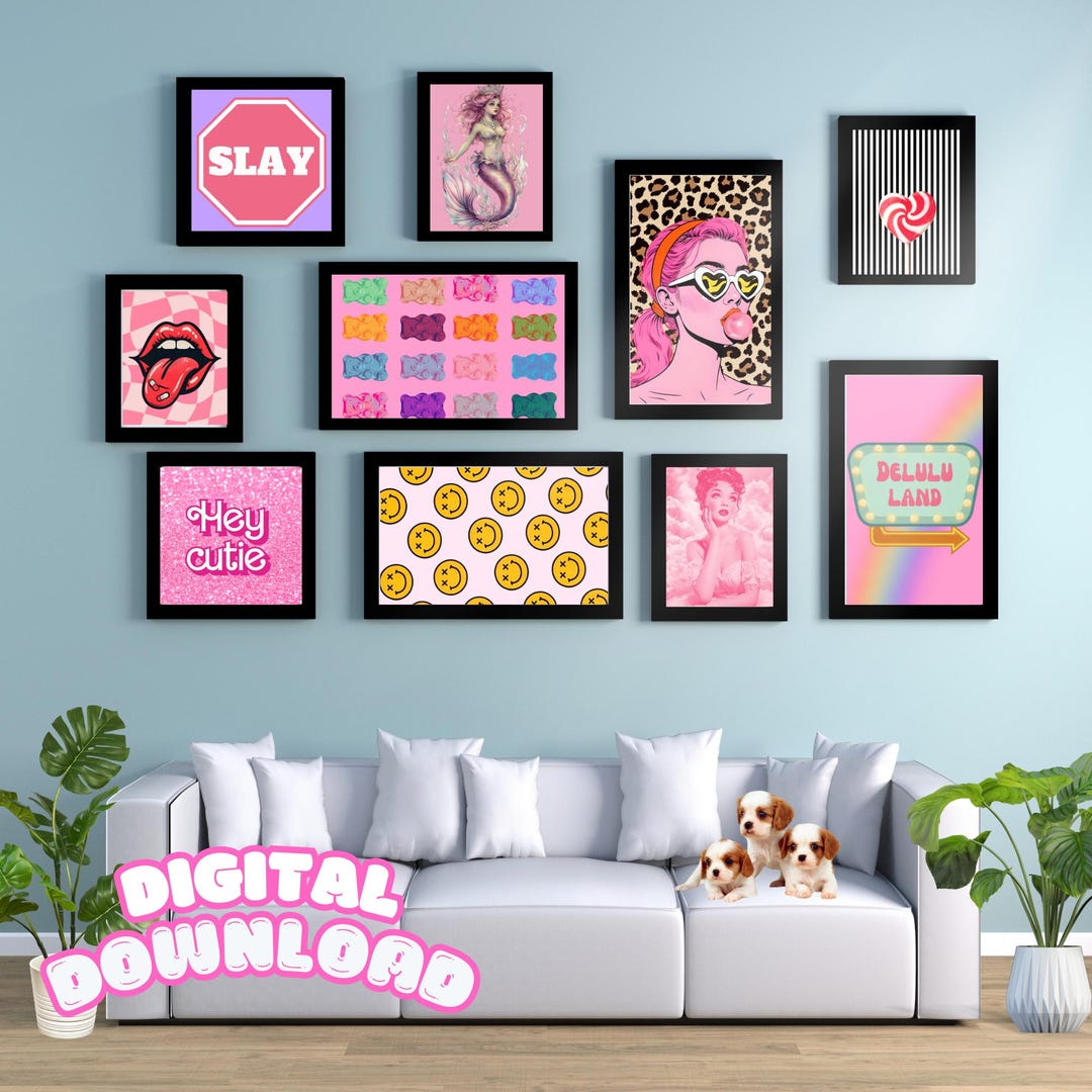 Funky Eclectic Gallery Wall Art Prints: Dopamine Decor (digital ...