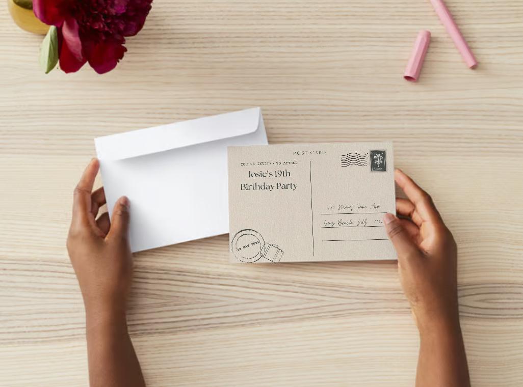 Postcard Style Digital Party Invitation Template | Vintage Postcard ...