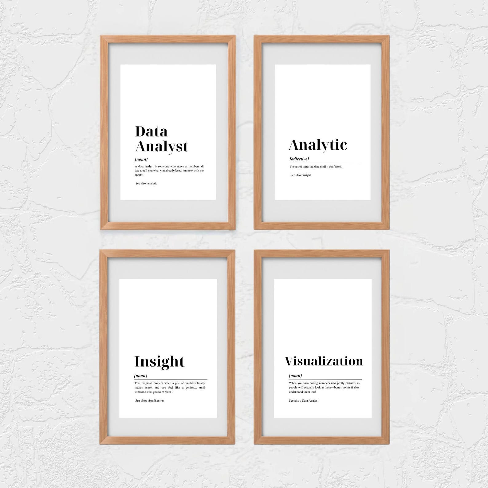 Bundle Funny Phrase Office Decor - Set of 4 Data Analyst Funny Quote ...