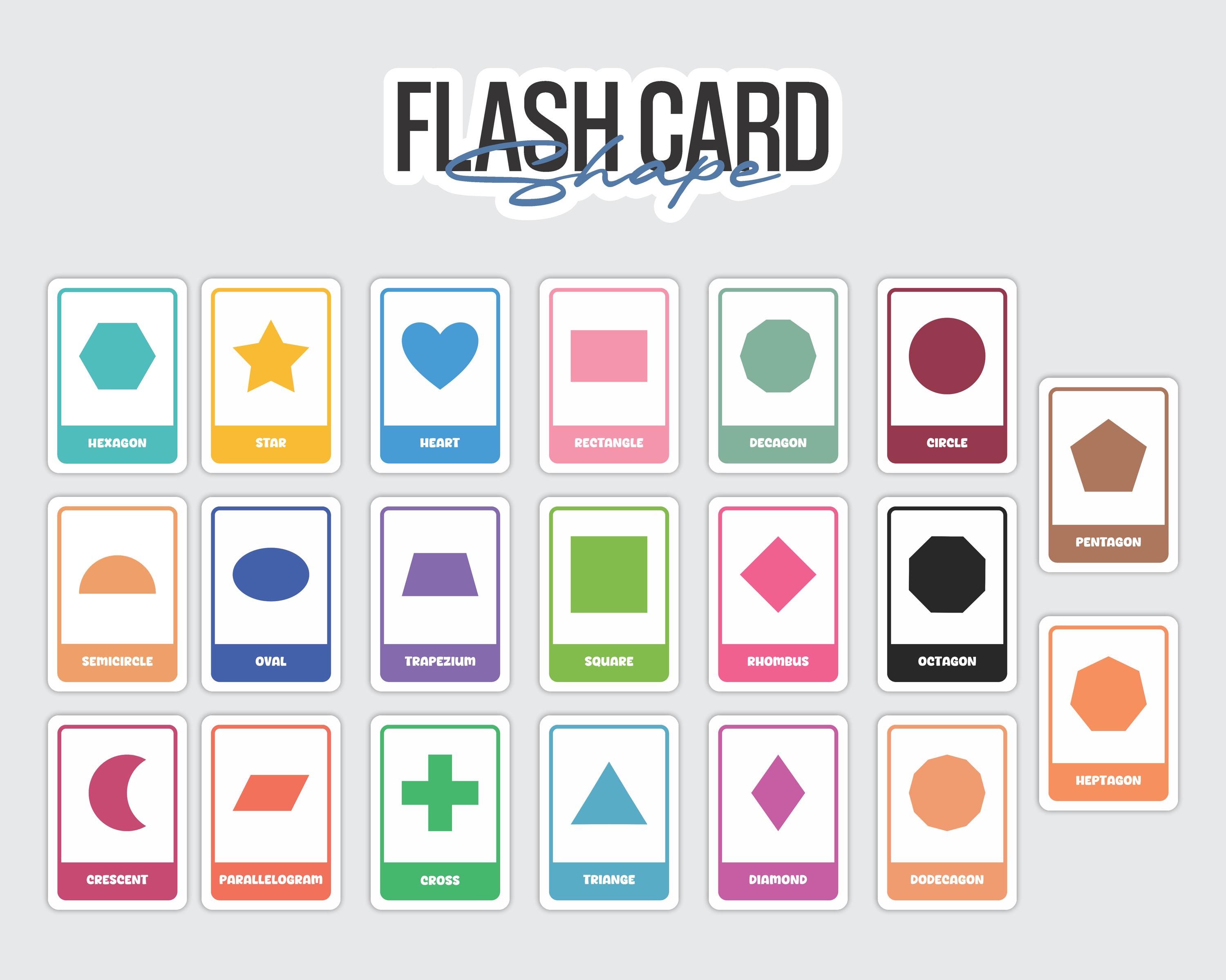 Shapes Flashcards, Geometric Shapes Flash Cards, Homeschool Printables ...